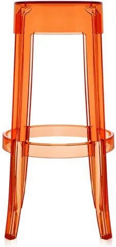 Set 2 stoliček Charles Ghost transp. oranžová, Kartell - varianta 3 v. 75 cm