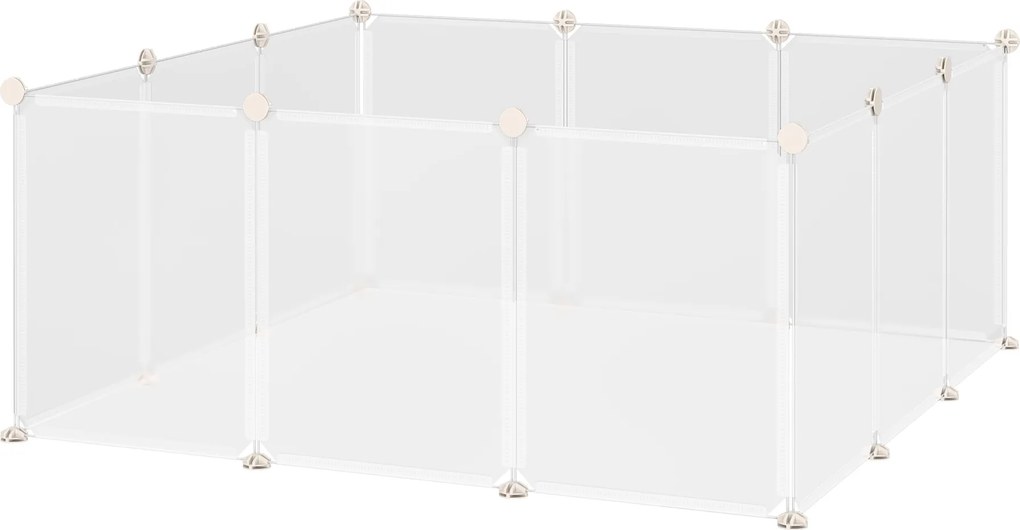 Výběh PawHut pro volný výběh DIY síťový výběh pro malá zvířata 105x105x45cm 12 panelů bílý pro vnitřní i venkovní použití | Aosom.de