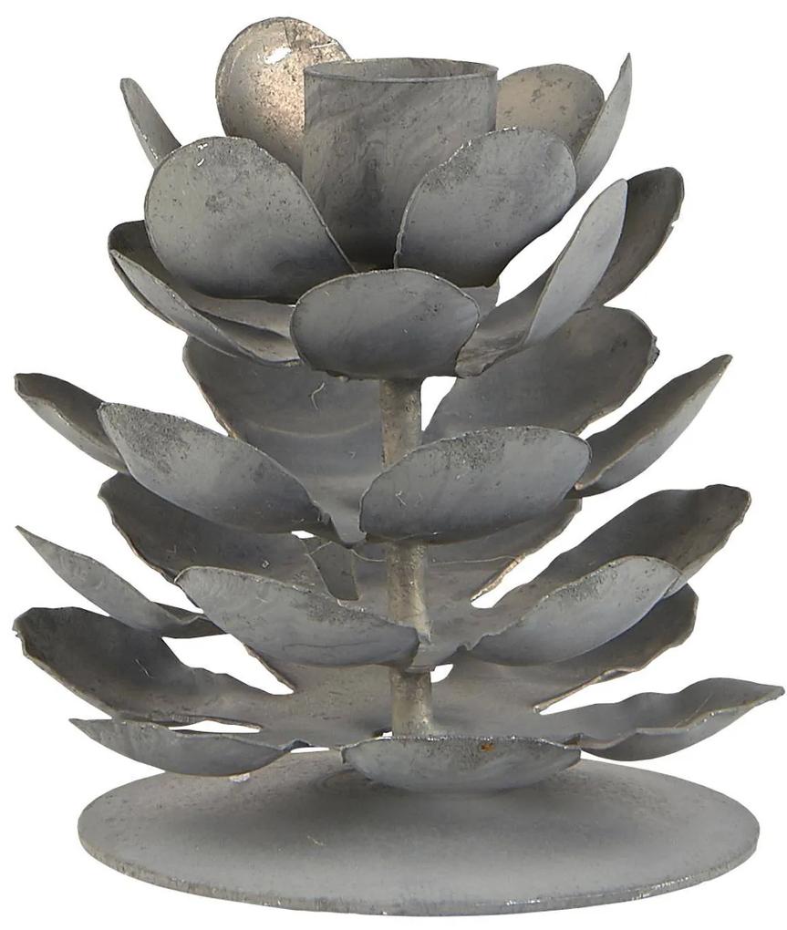 IB LAURSEN Svícen Cone Zinc 6 cm, šedá barva, kov