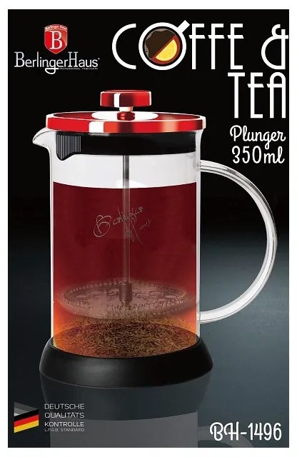 BERLINGERHAUS Konvička na čaj a kávu French Press 350 ml Burgundy Metallic Line BH-1496