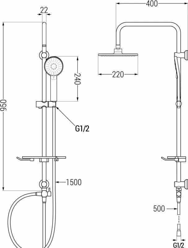 Mexen T40 sprchový sloup, zlatý - 798404093-50