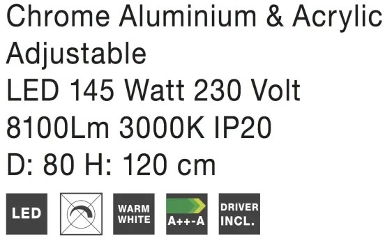 LED lustr Aria 135W 80 chrome