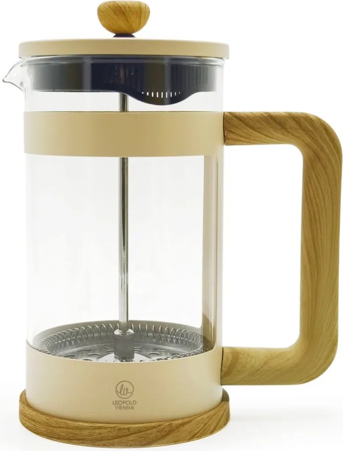 French press Franca 0,6 l – borosilikátové sklo, béžový, s odměrkou, moderní design