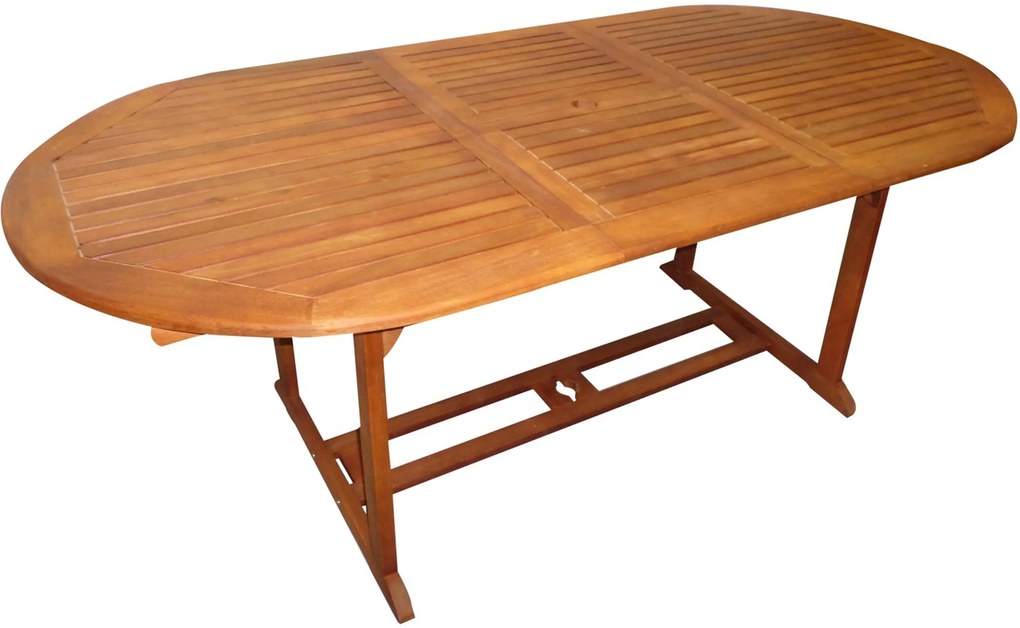Nábytek Texim Viet oválný/hranatý dřevěný rozkládací stůl eukalyptus Typ stolu: hranatý