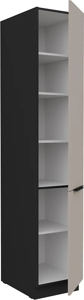 ARIA cb | vysoká skříňka 40 DK-210 2F potravinová s policemi | 40 cm | ANTI FINGERPRINT povrch | černá/béžová