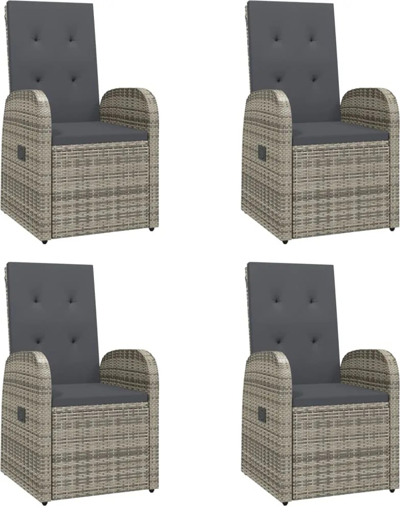 5dílný zahradní jídelní set s poduškami šedý polyratan 3157583