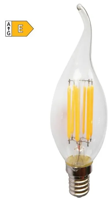 Diolamp LED Filament žárovka čirá Candle Flame C35 6W/230V/E14/4000K/770Lm/360°