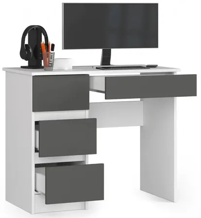 Počítačový stůl A-7 levá - bílá/grafit