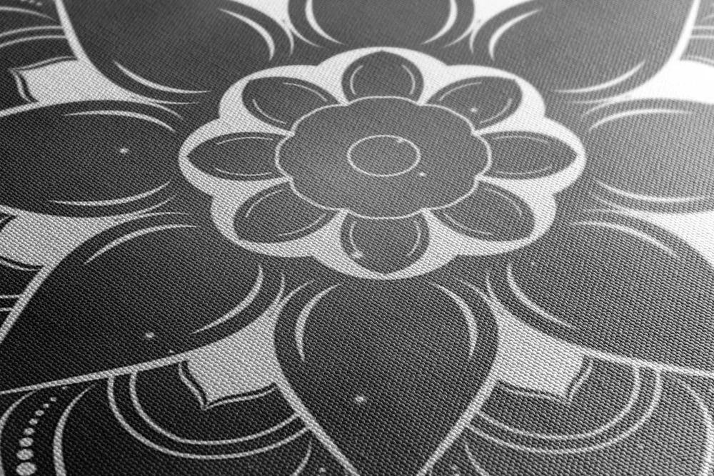 Obraz moderní Mandala s orientálním vzorem v černobílém provedení