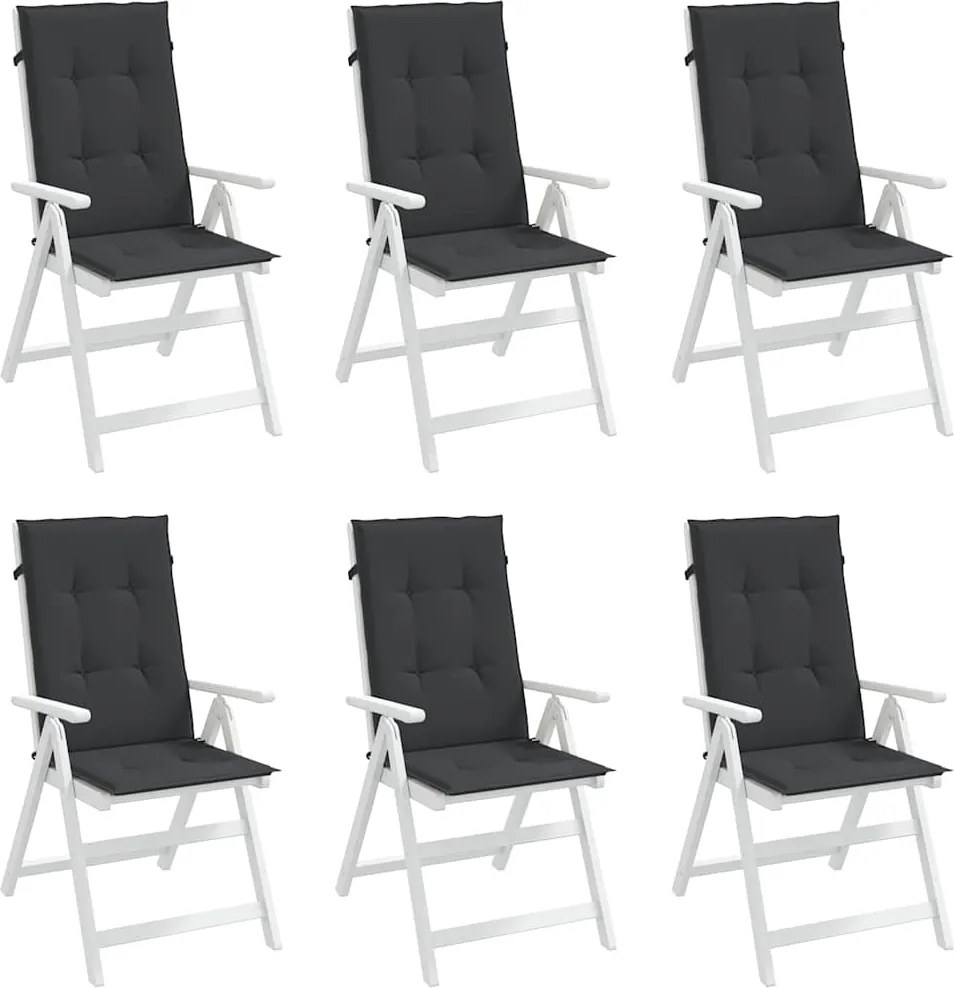 Podušky na židli vysoké opěradlo 6 ks černé 120x50x3 cm textil 314111