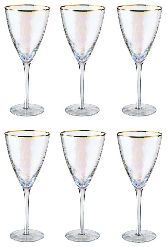 SMERALDA Sada sklenic na víno se zlatým okrajem 400 ml 6 ks