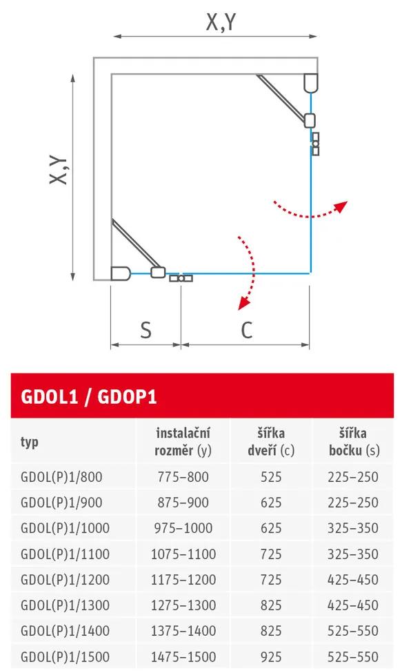 Roth ELEGANT LINE GDOL1+GDOP1 Sprchový kout obdélníkový 90x80 cm GDOL1/900_GDOP1/800