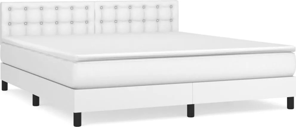 Box spring postel s matrací bílá 180x200 cm umělá kůže 3141138
