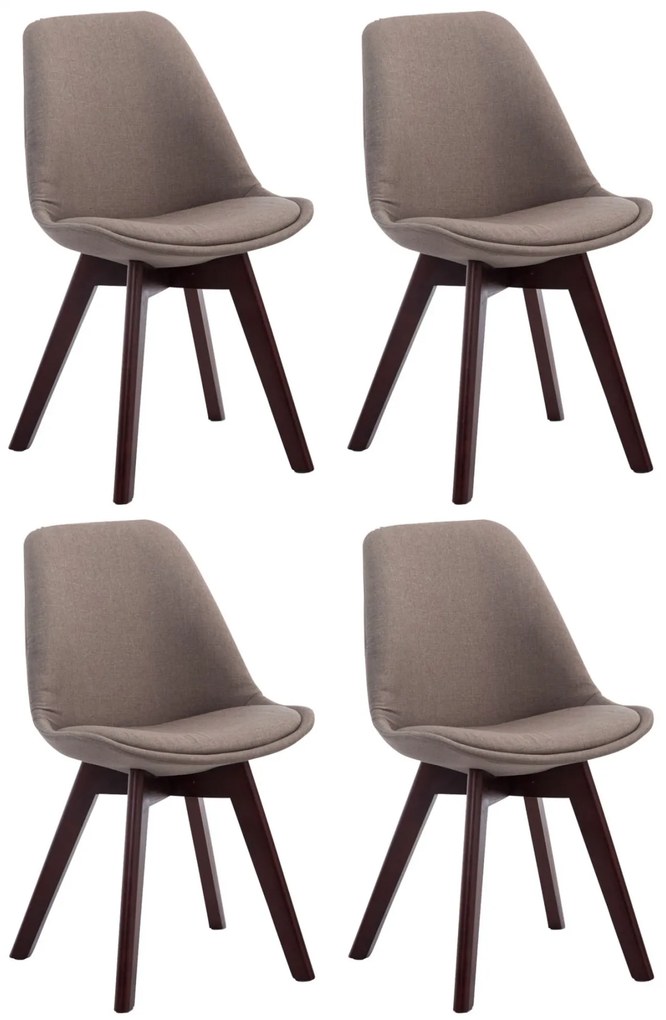 Židle Borne V2 látka (SET 4 ks) , dřevené nohy ořech - Šedo-hnědá (Taupe)