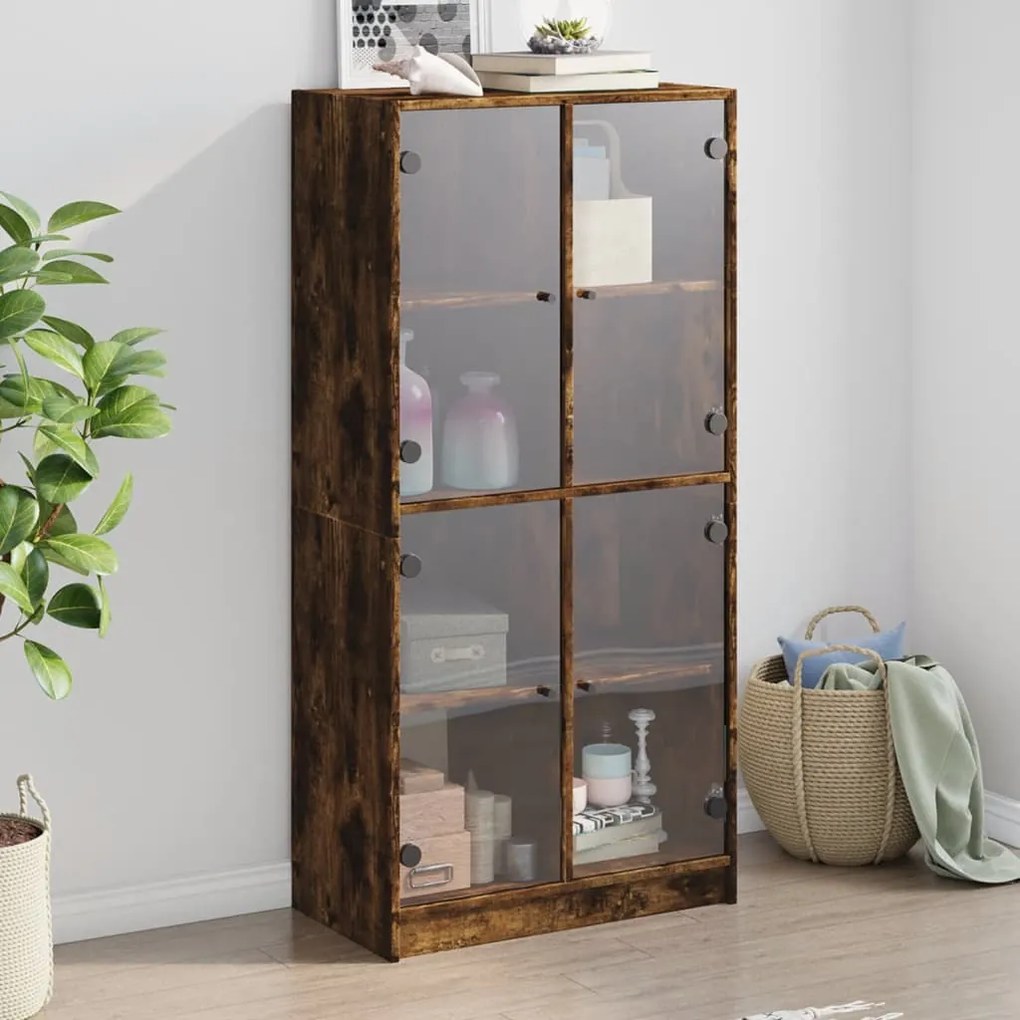 Highboard s dvířky kouřový dub 68x37x142 cm kompozitní dřevo