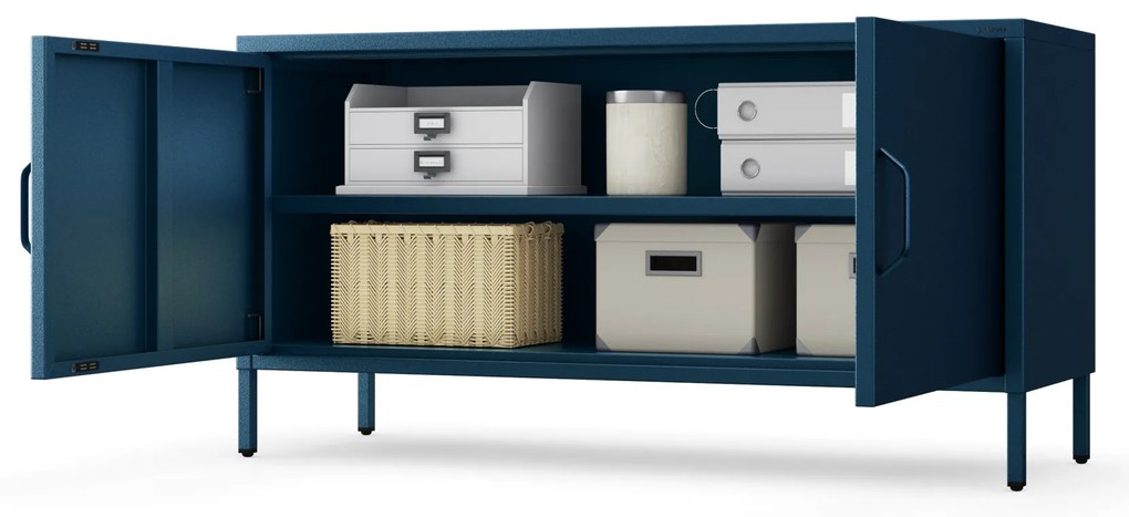 TV skříňka kovová na nožičkách námořnická modrá, 1150x595x400 mm: ROSA Modern