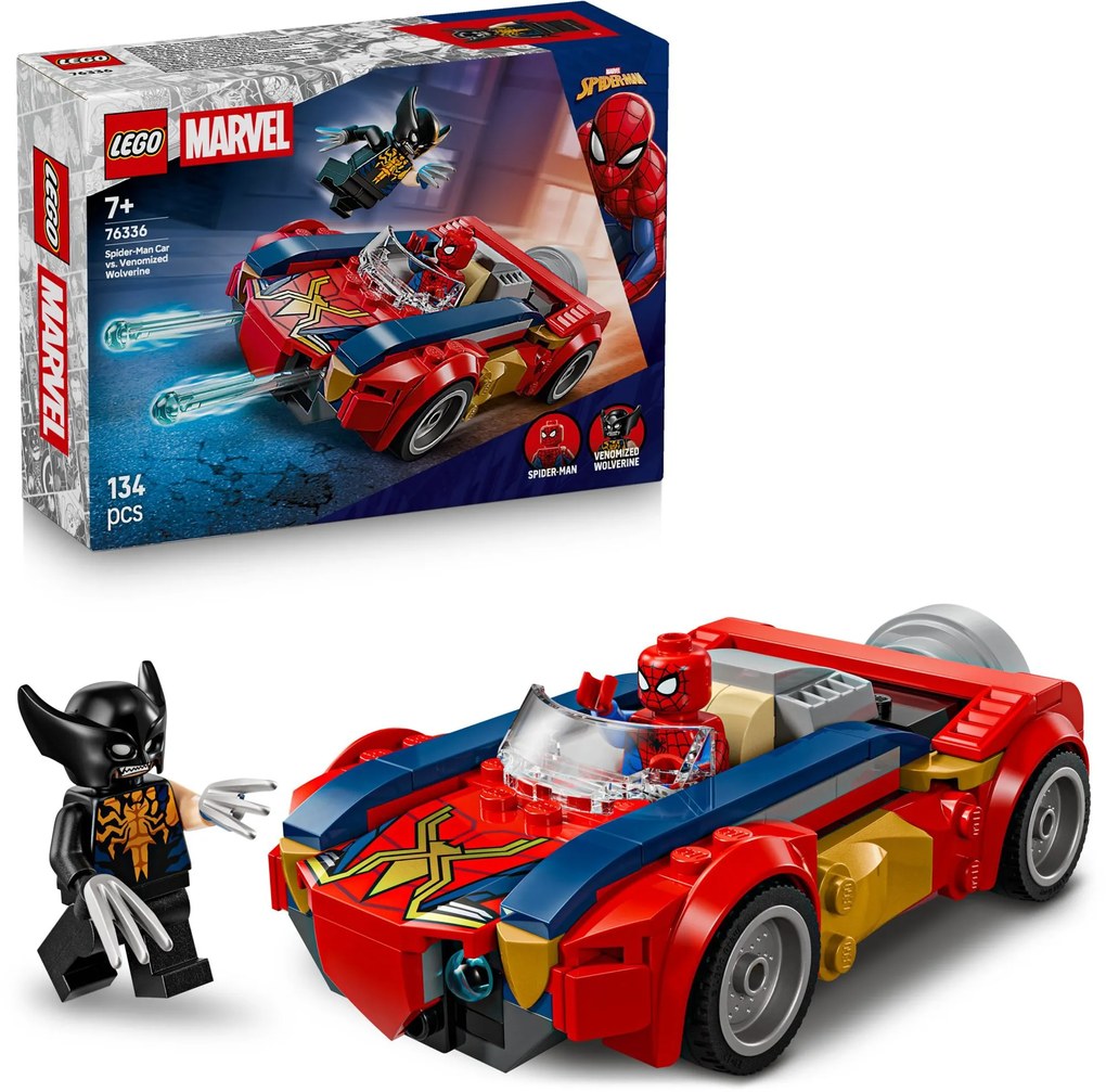Lego® super heroes 76336 spider-man a auto vs. venomizovaný wolverine 5702018063194