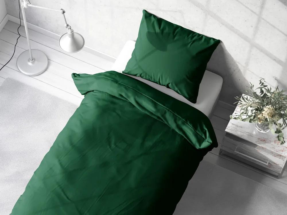 Biante Bavlněné jednobarevné ložní povlečení Moni MOD-514 Tmavě zelené Prodloužené 140x220 a 70x90 cm