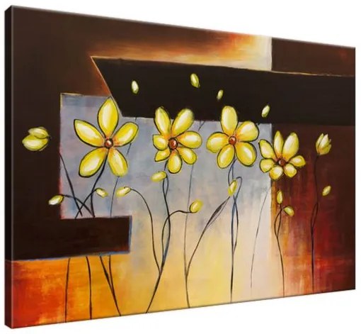 Ručně malovaný obraz Žluté kvítky 100x70cm RM1775A_1Z