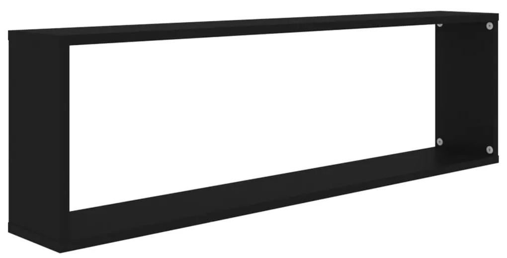 Nástěnné obdélníkové police 2 ks černé 100x15x30 cm dřevotříska - Default Title