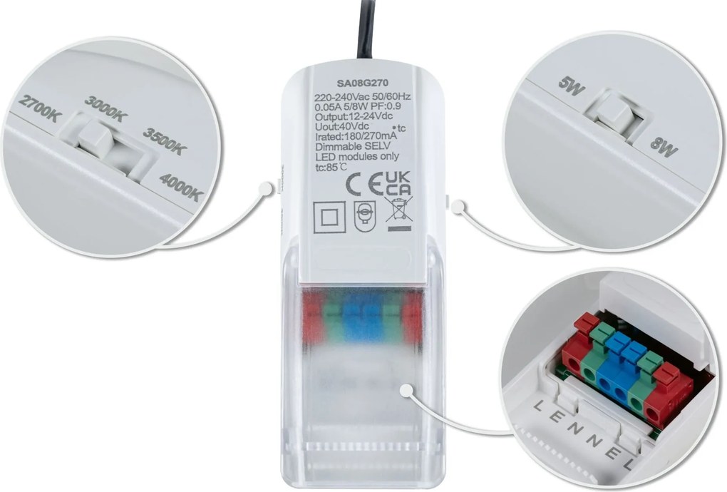 P 92412 LED vestavné svítidlo Zina IP65 5W / 8W 230V stmívatelné 2700 - 4000K kov kartáčovaný - PAULMANN