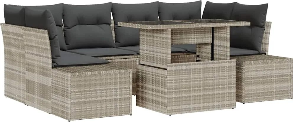 Set pohovek 7 ks Světle šedá polyratan 3349118