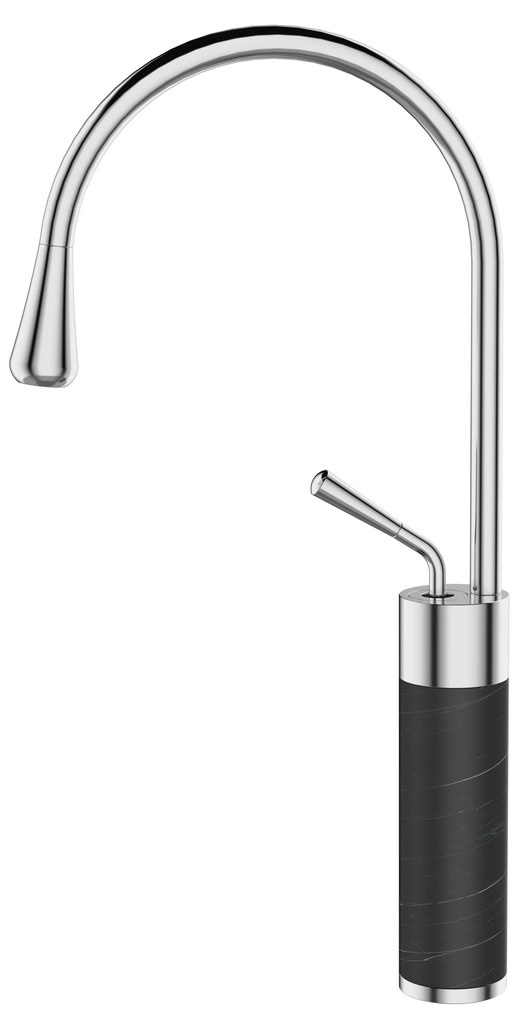 Invena Gabro, vysoká umyvadlová baterie, chromová-černá matná, INV-BU-33-W08-V