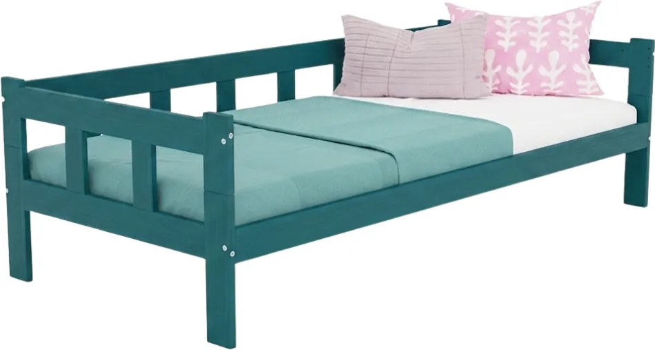 Benlemi Dřevěná jednolůžková postel FENCE 4v1 se zábranou Zvolte barvu: Bílá, Zvolte rozměr: 135x190 cm, Zvolte zábranu: S otevřeným vstupem