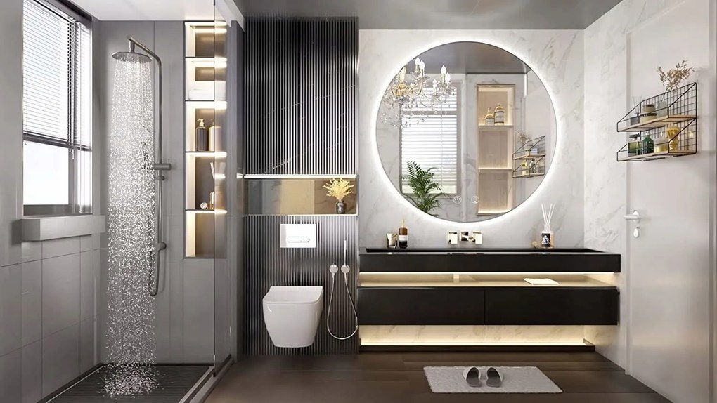 Kulaté dotykové zrcadlo s LED osvětlením HZJ090 90 cm