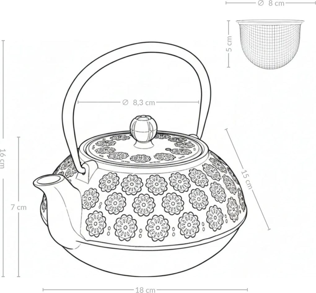 Litinová čajová konvice s filtrem KUMO, 1000 ml, zelená