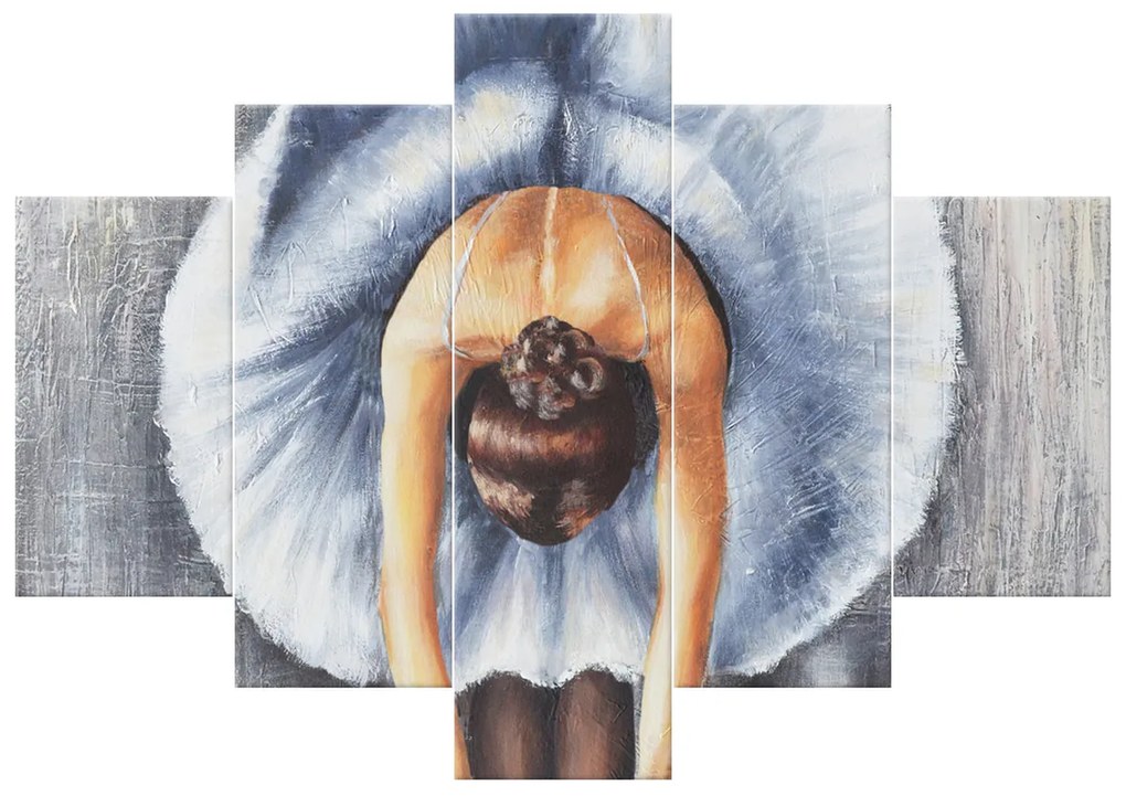 Gario Ručně malovaný obraz Baletka v modrém - 5 dílný Rozměry: 100 x 70 cm