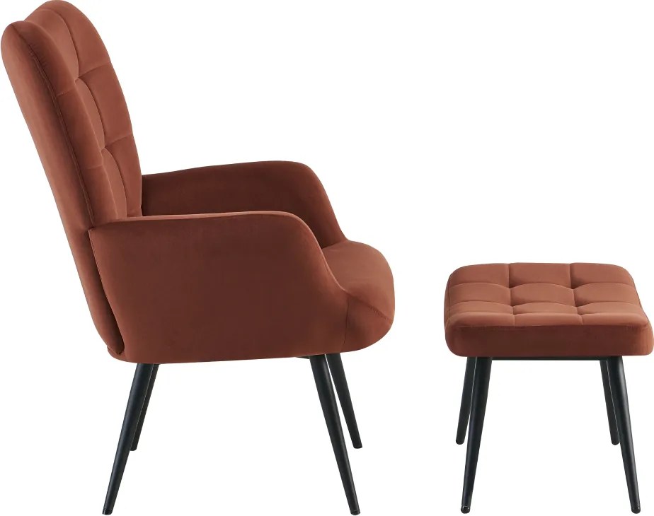 Křeslo s podnoží, hnědá Velvet látka/černá, HABEN
