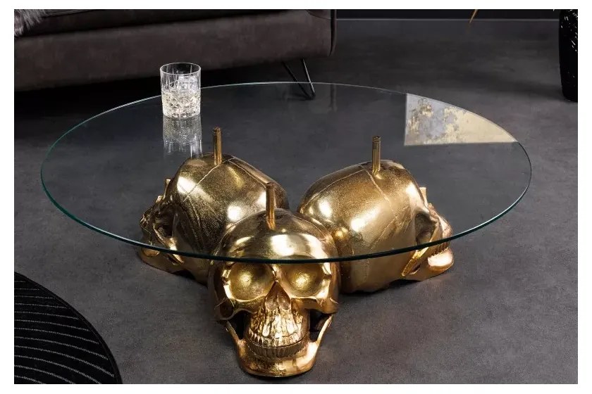 Massive home | Konferenční stolek SKULL 90 CM zlatý