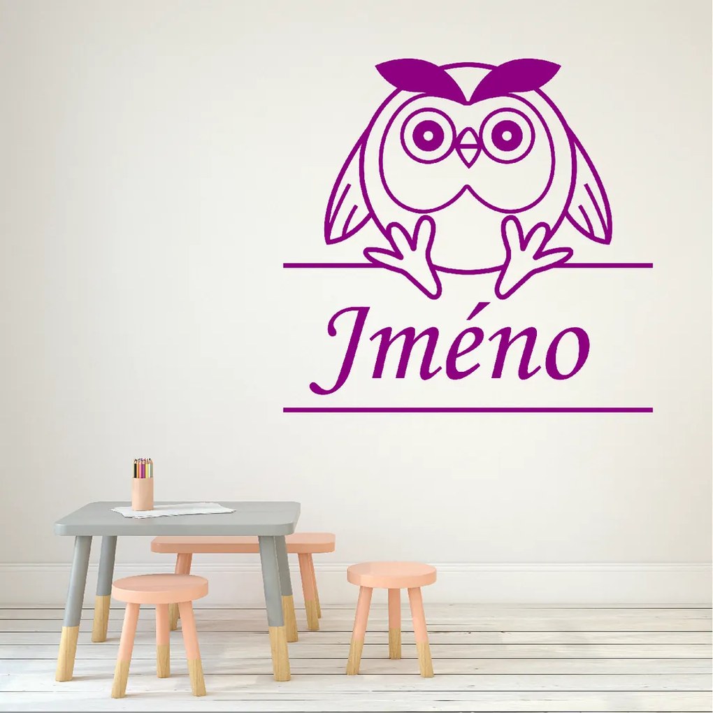 Živá Zeď Samolepka na zeď Sova se jménem Barva: černá