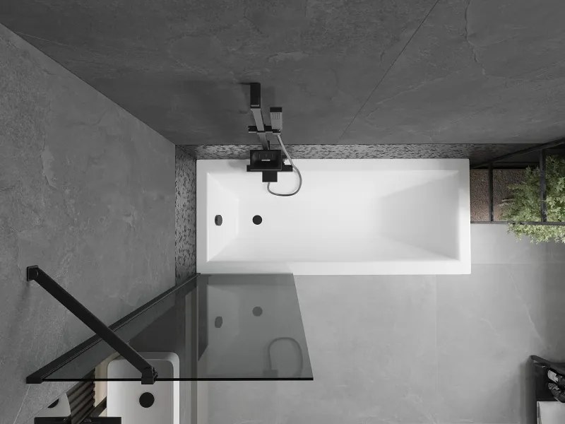 Mexen Next, vanová zástěna 1-křídlová 60 x 150 cm, fixní křídlo, 6 mm šedé sklo, černý profil, 895-060-000-00-40-70