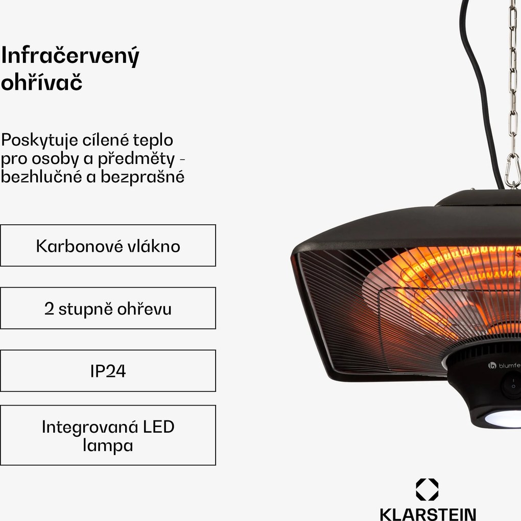 Blumfeldt Heat Square, infračervený ohřívač, 1000/2000 W, Carbon, IP24, LED