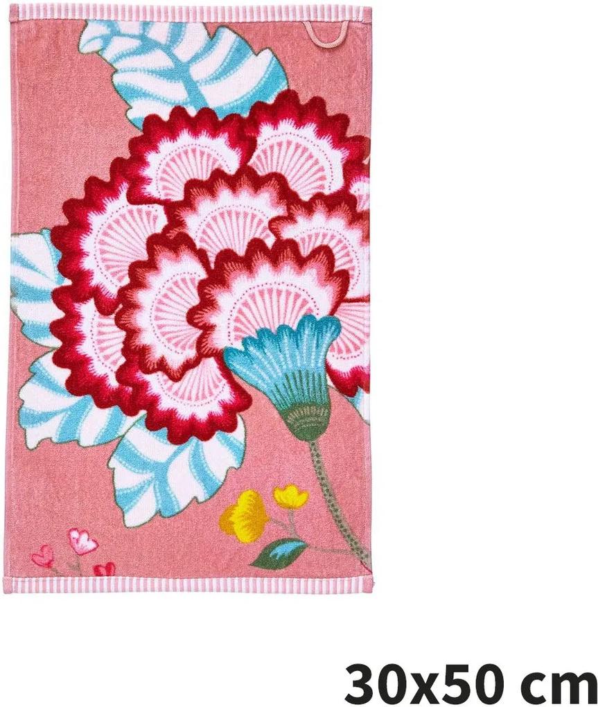 Malý ručník na ruce růžový, květinový vzor, savý ručník do koupelny, 100% bavlněný velur, PiP Studio -  70x140