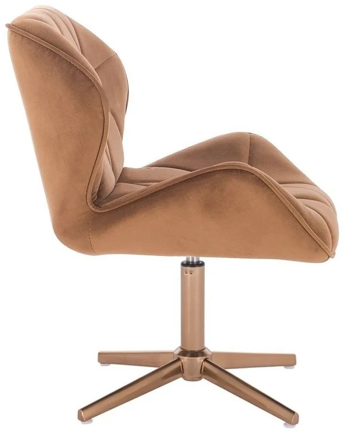 LuxuryForm DESIGN Otočná židle MILANO VELUR na zlatém kříži - medová