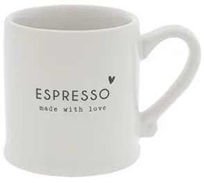 Keramický hrníček na espresso Bastion Collections bílý s černým nápisem ESPRESSO, 80 ml