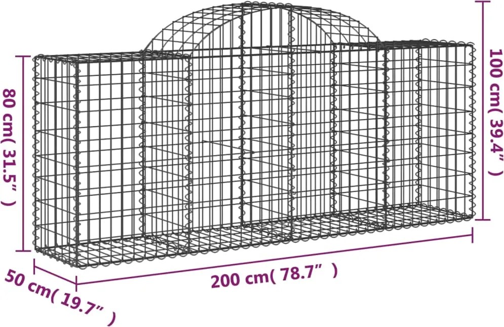 Klenuté gabionové koše 6 ks 200x50x80/100 cm pozinkované železo 3146303