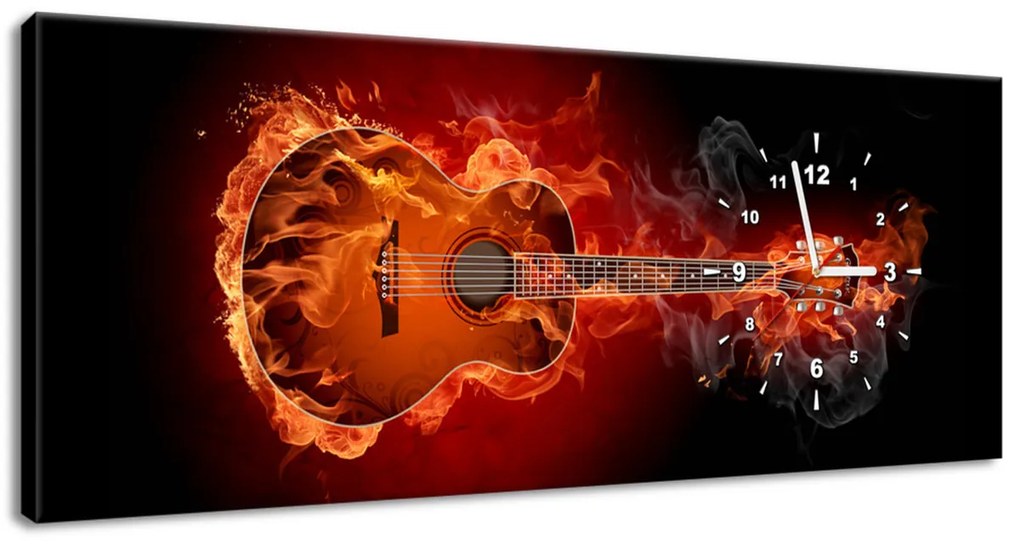 Gario Obraz s hodinami Hořící kytara Rozměry: 30 x 30 cm