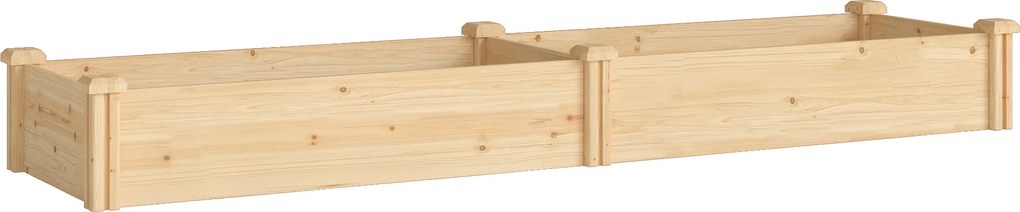 Dřevěný vyvýšený záhon, záhon s dělicí stěnou s otevřeným dnem, zahradní záhon se studeným rámem 235 x 66 x 26 cm přírodní dřevo