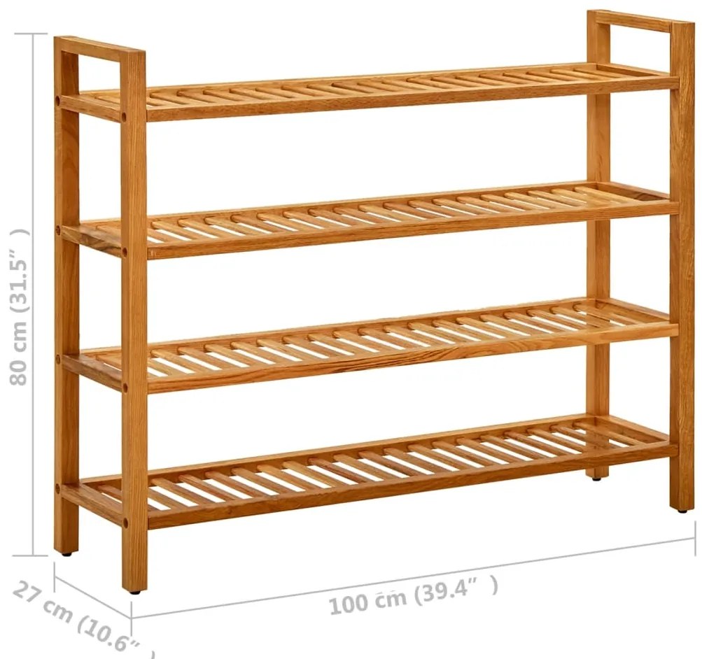 vidaXL Marketos Botník se 4 policemi 100 x 27 x 80 cm masivní dubové dřevo