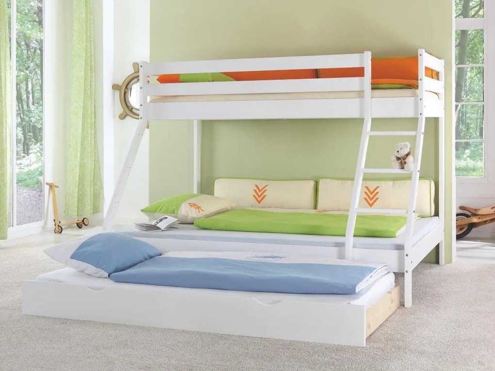 Patrová postel pro 3 Mike - bílá Bílá   
90x200 cm