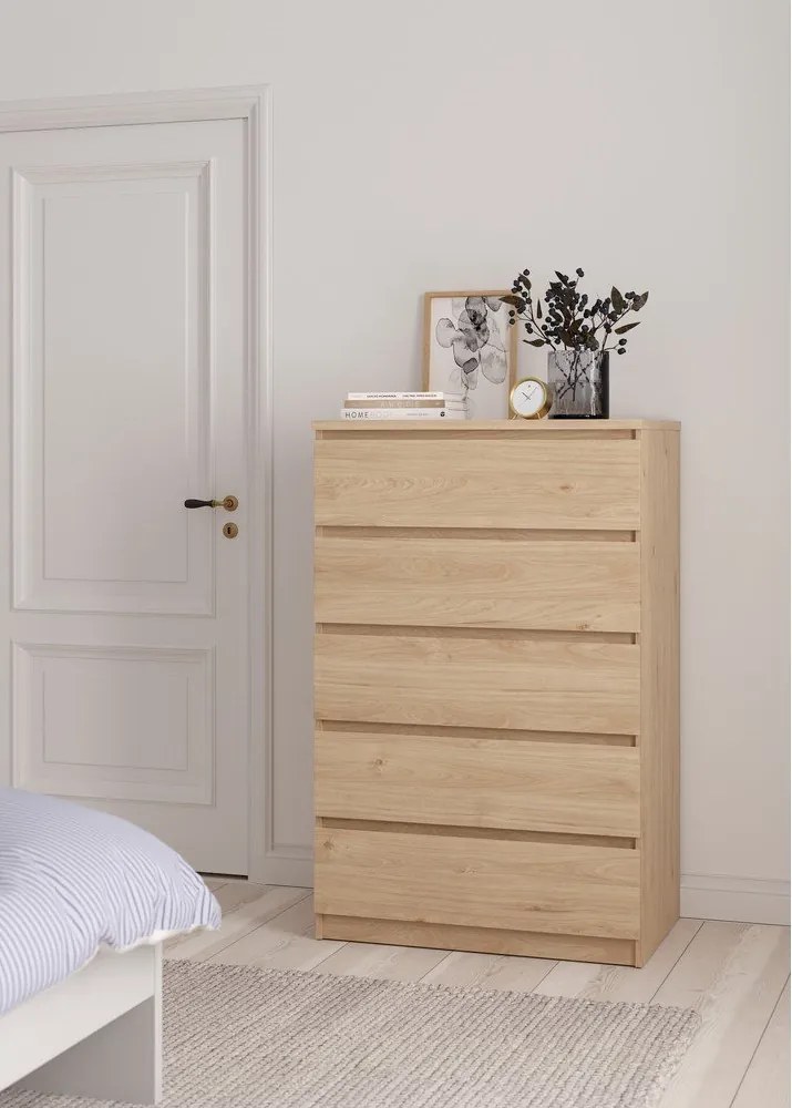 Komoda v dekoru dubu v přírodní barvě 77x121x50 cm Naia – Tvilum