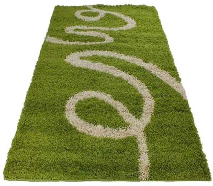 Kusový koberec Shaggy vlas 50 mm Stuha zelený, Velikosti 120x170cm