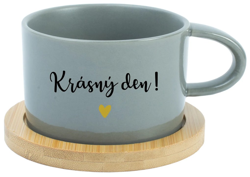 KRÁSNÝ DEN! - šedý hrníček makronka 200 ml