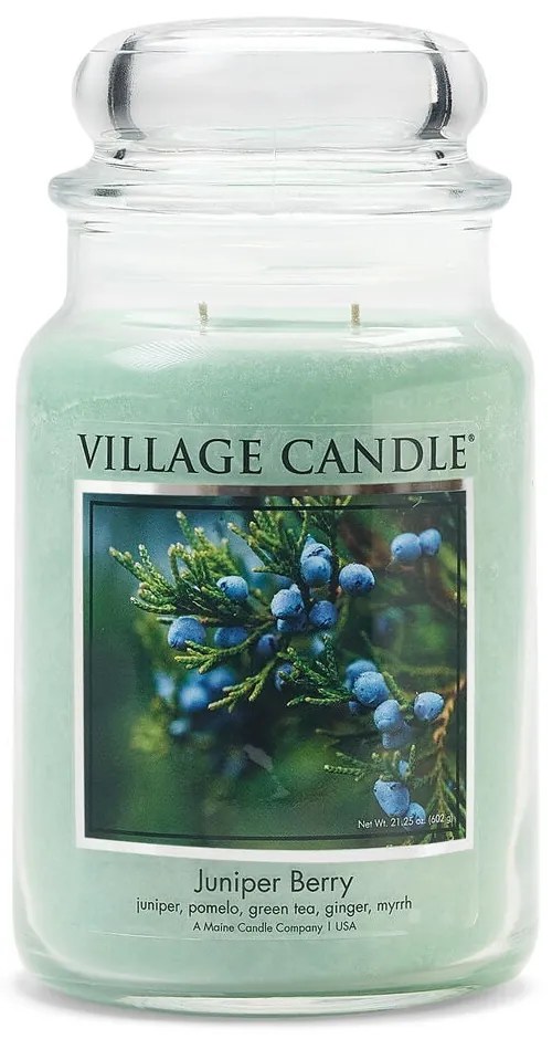 VILLAGE CANDLE Svíčka Village Candle - Juniper Berry 602 g, zelená barva, sklo, vosk