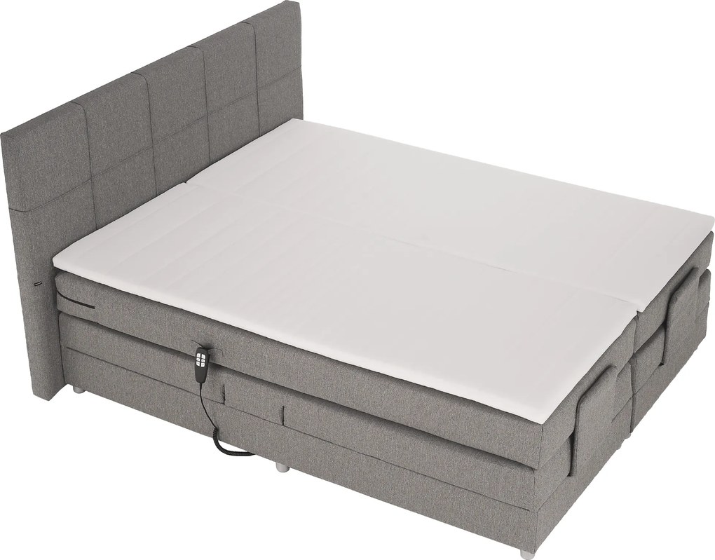 Elektrická polohovací postel, boxspring, šedá, 160x200, MURKO NEW