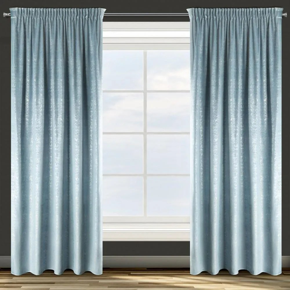 Design 91 Záclona 140x270 Kypr modrý stříbrný velur připravený na pásku